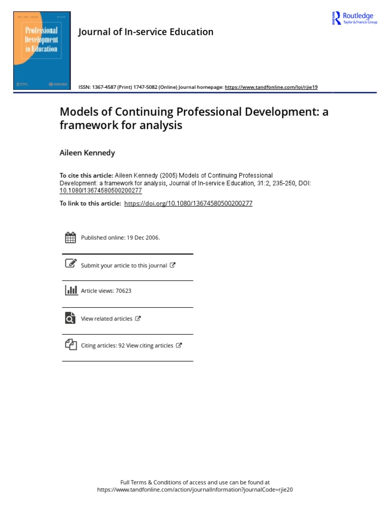 Models of Continuing Professional Development A Framework For Analysis ...