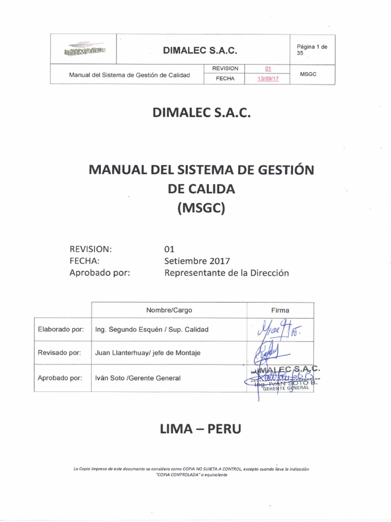 Manual Del SGC | PDF | Sistema de manejo de calidad | Calidad (comercial)