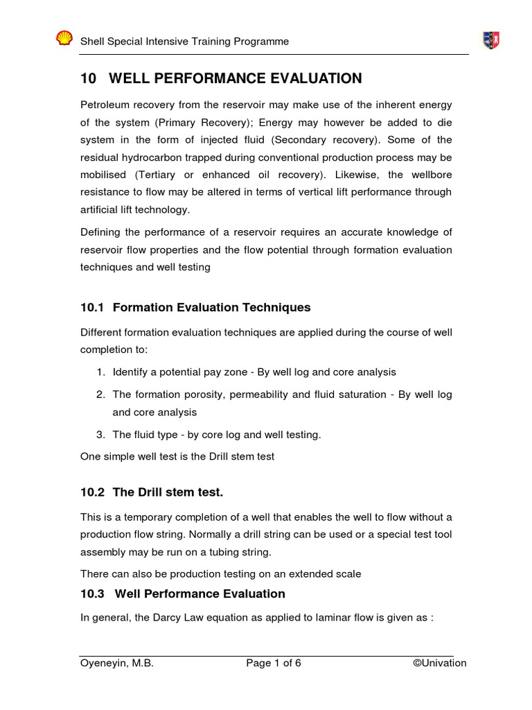 Well Performance Evaluation | PDF