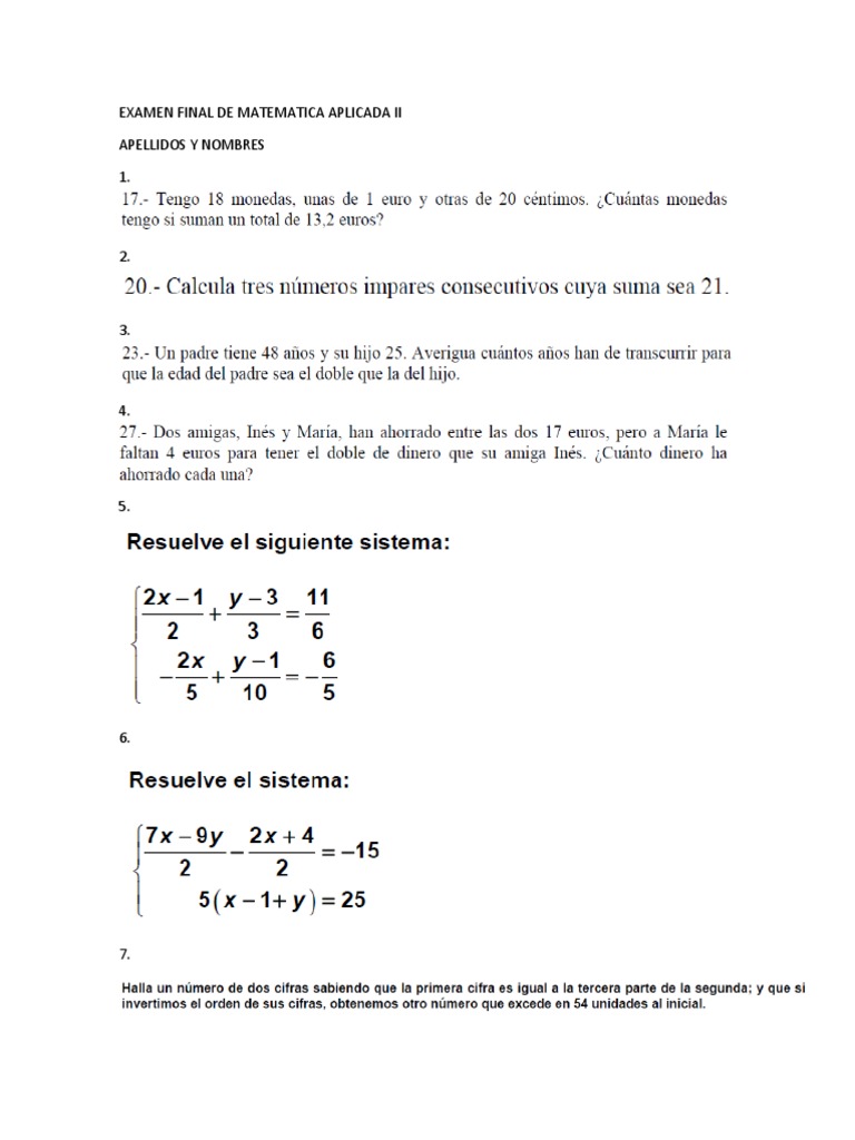 Examen Final de Matematica Aplicada Ii | PDF