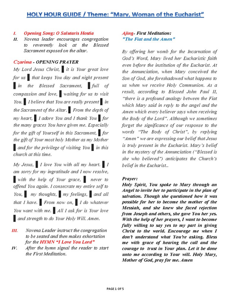 HHR Guide - Mary, Woman of The Eucharist SCRIPT | PDF | Eucharist ...