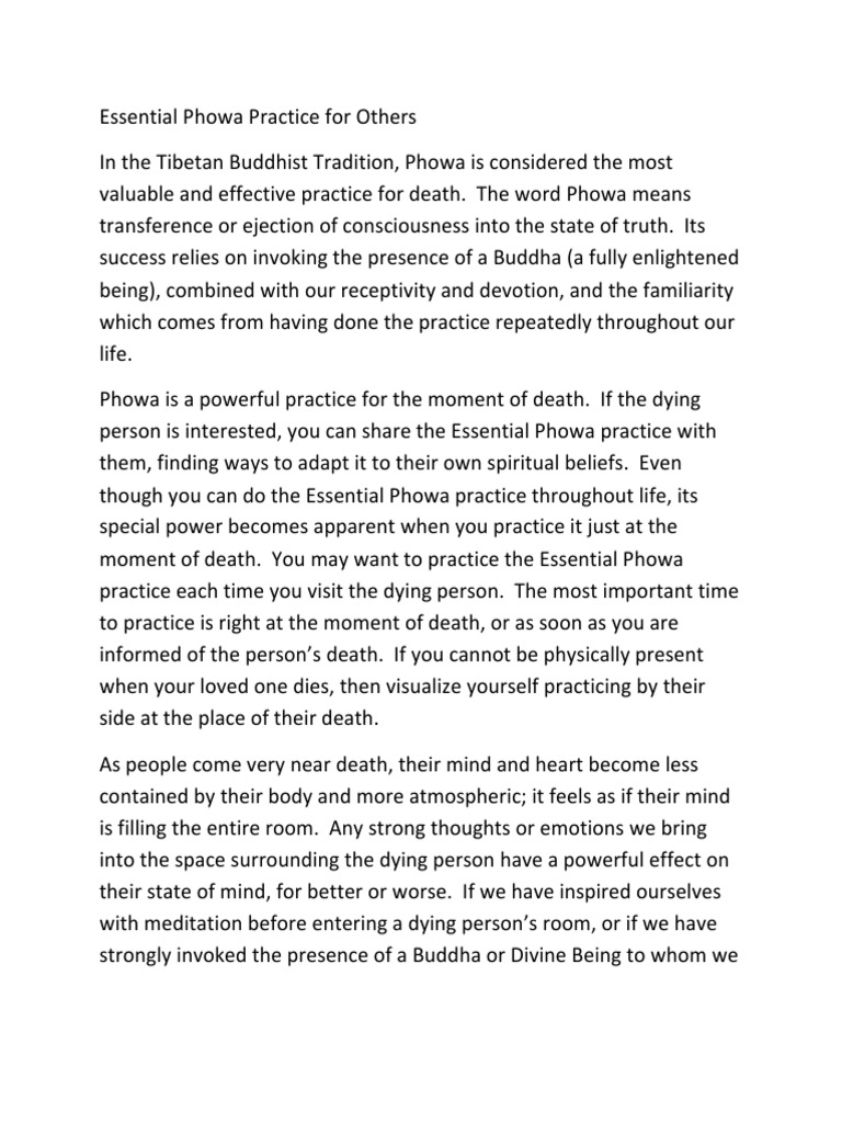 Essential Phowa Practice Others | PDF