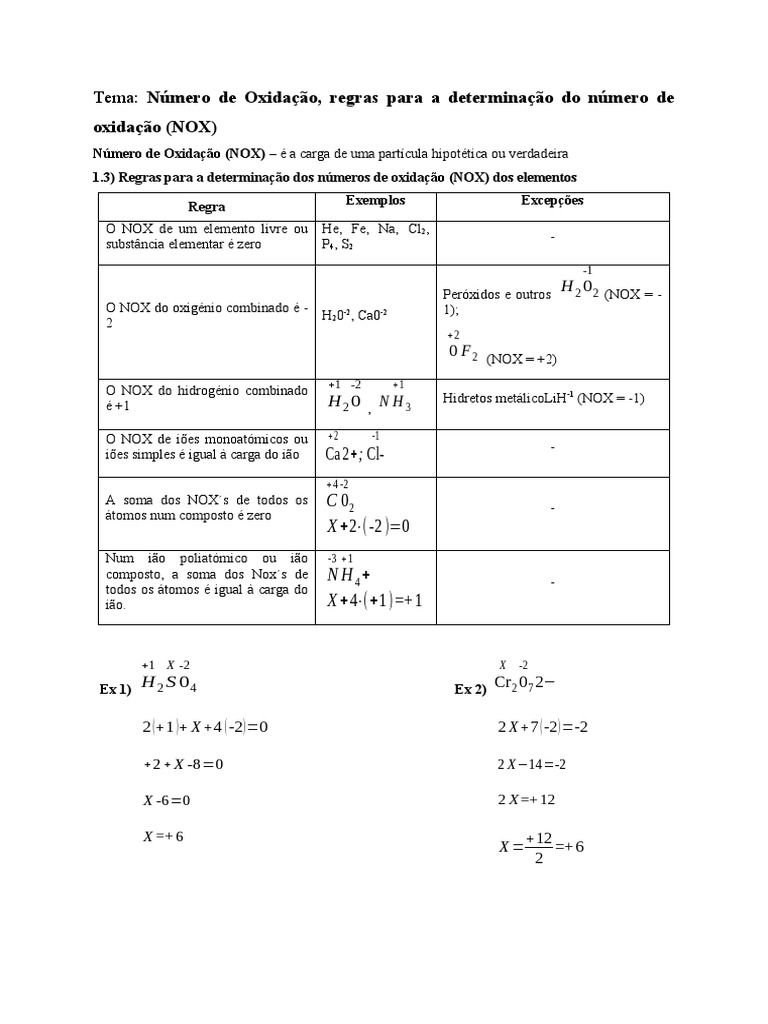 NOX - Regras para A Sua Determinacao | PDF | Atômica | Materiais