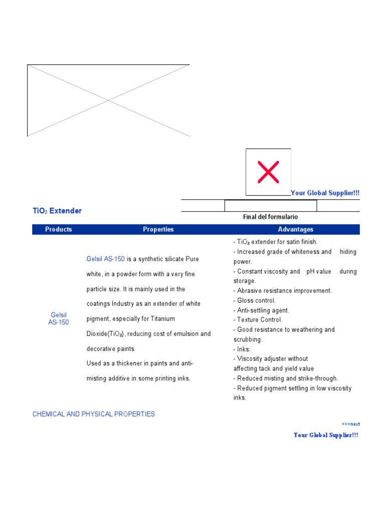 Tio Extender: Products Properties Advantages | PDF | Titanium Dioxide ...