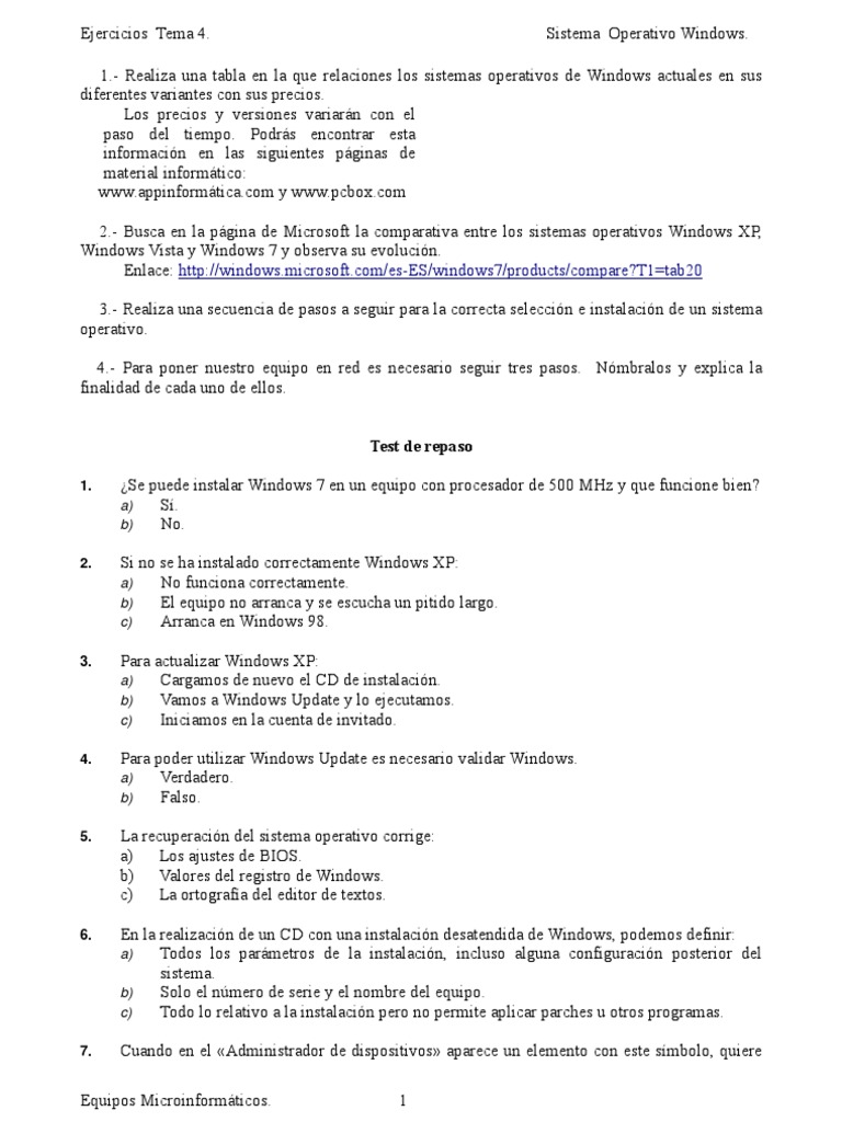 Ejercicios T4 | PDF | Windows XP | Microsoft Windows