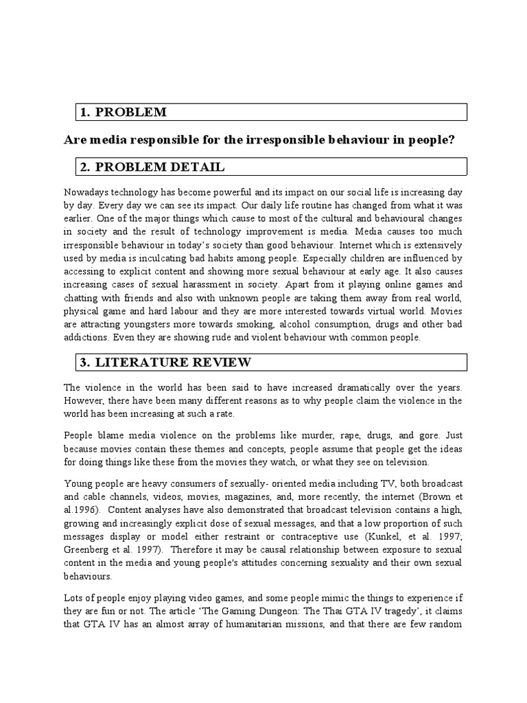 Are Media Responsible For The Irresponsible Behaviour in Today | PDF ...