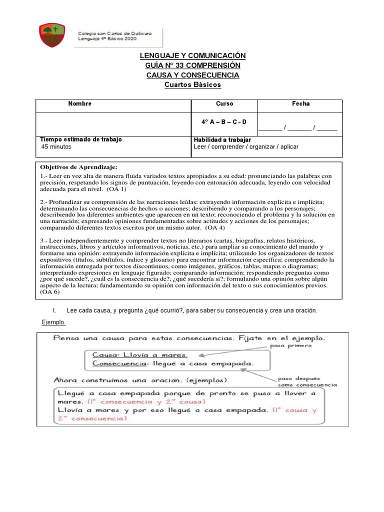 Causas y Consecuencias para Primaria | PDF | Narración | Ciencia cognitiva