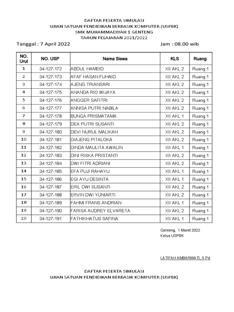 Simulasi Uspbk Xii Akl | PDF