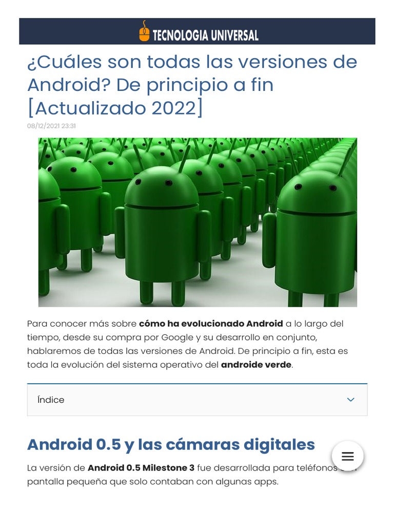 ¿Cuáles Son Todas Las Versiones de Android | PDF | Android (sistema ...