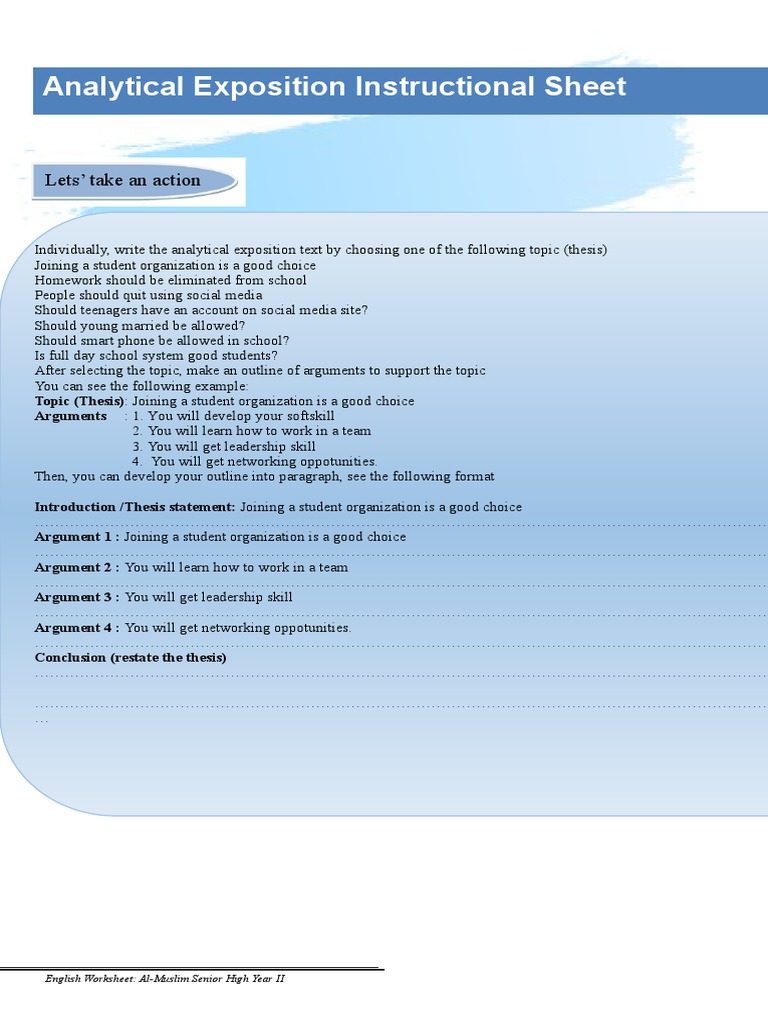 Exposition Worksheet | PDF