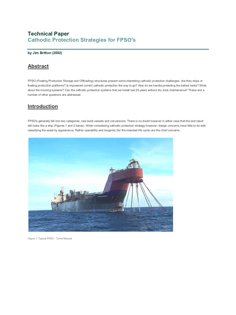 FPSO Cathodic Protection Overview | PDF | Anode | Corrosion