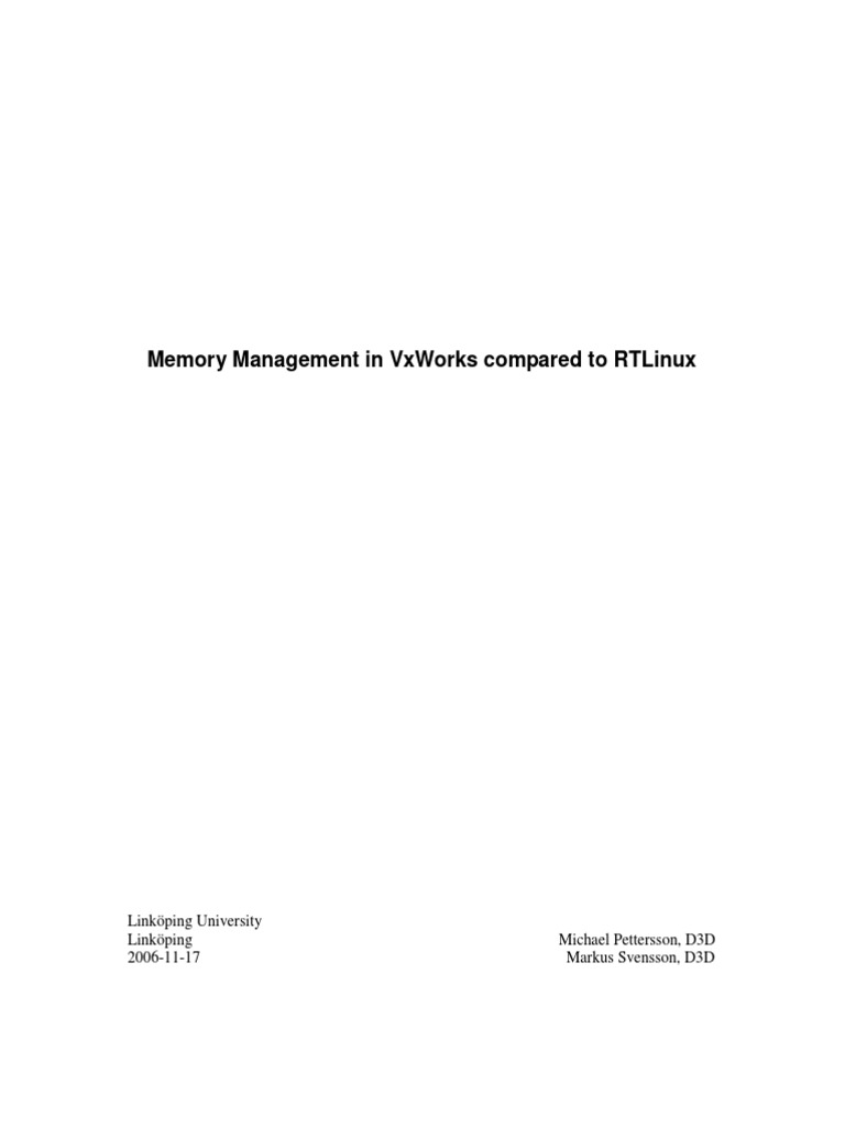 Memory Management in Vxworks and Rtlinux | PDF | Computer Engineering | Electronics