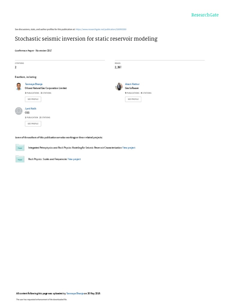 Stochastic Seismic Inversion Techniques | PDF | Teaching Methods ...