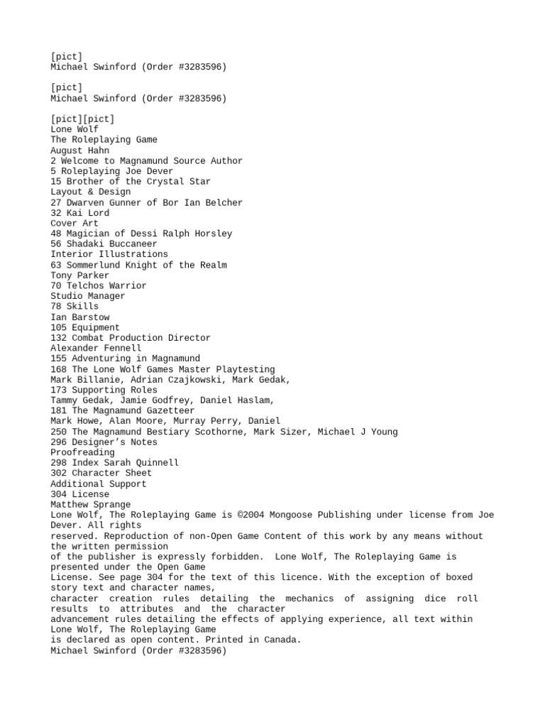 Lone Wolf The Roleplaying Game (d20) | PDF | Dice | Role Playing Games