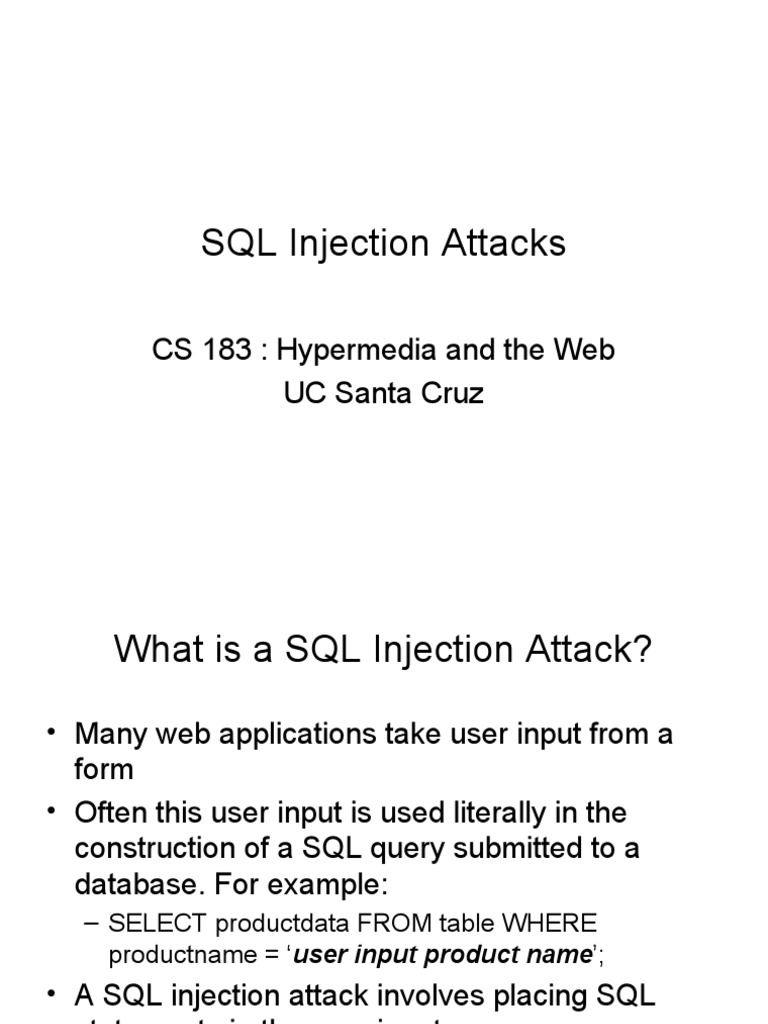 Sql Injection Attacks Pdf Databases Sql