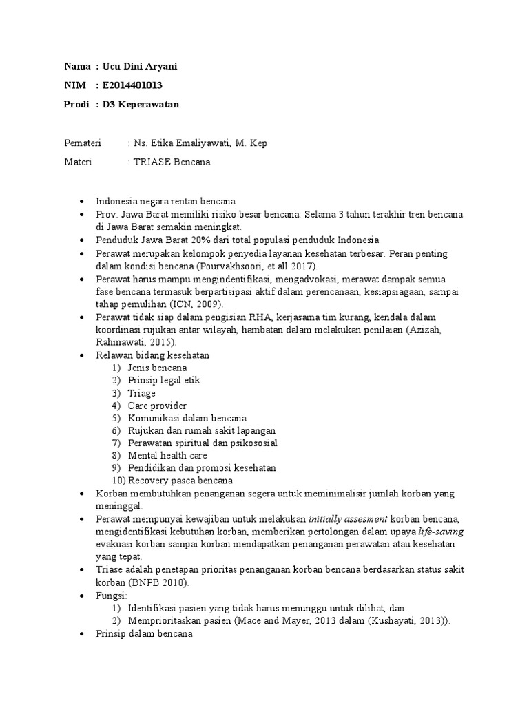 Nama: Ucu Dini Aryani NIM: E2014401013 Prodi: D3 Keperawatan | PDF