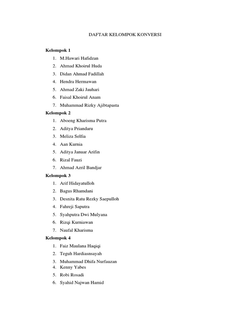 Daftar Kelompok Konversi Lengkap | PDF
