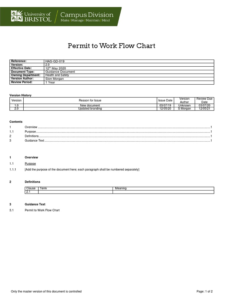 Permit To Work Flow Chart | PDF | Risk | Safety