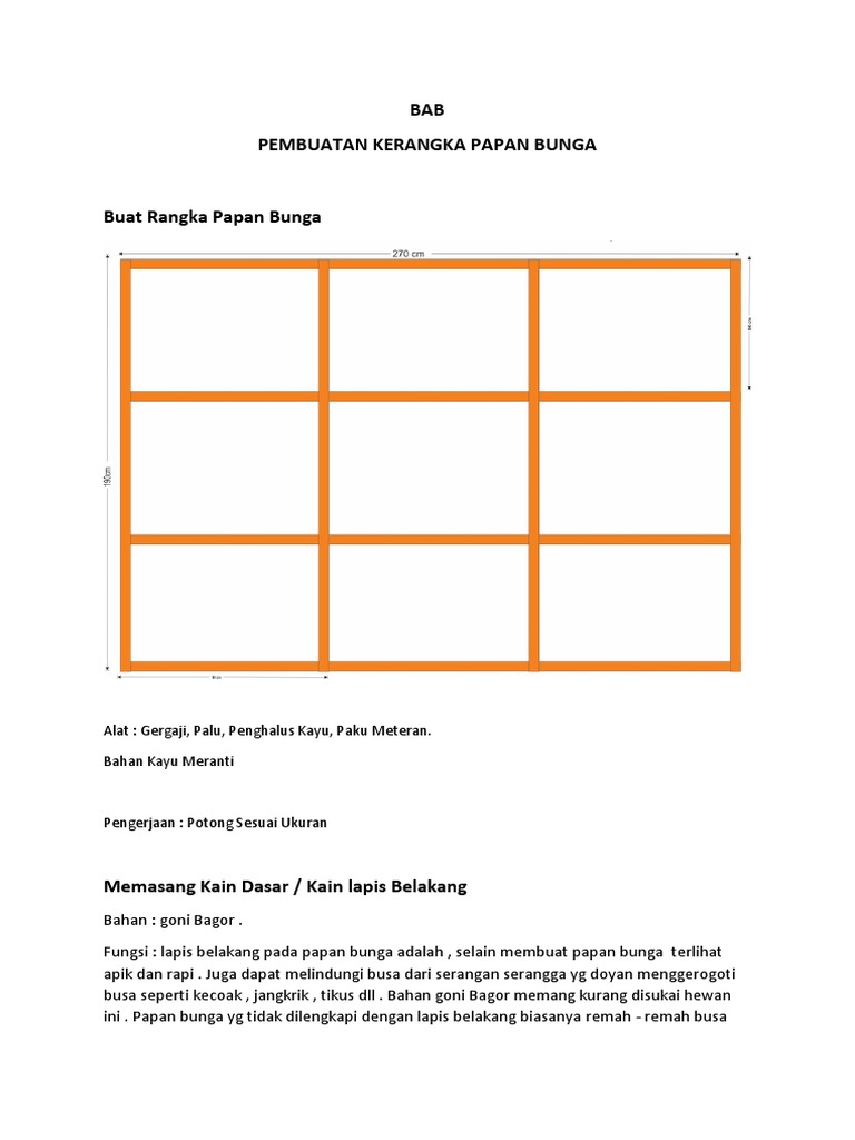 Panduan Membuat Rangka Papan Bunga | PDF