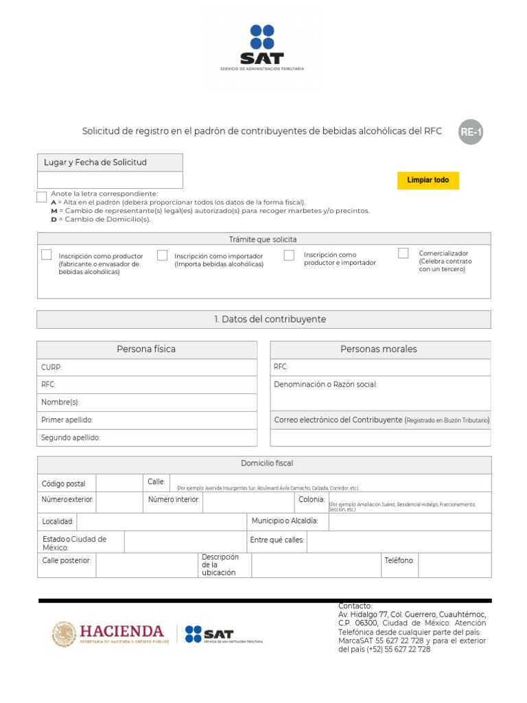 Formato RE-1 Anexo PDF Editable | PDF