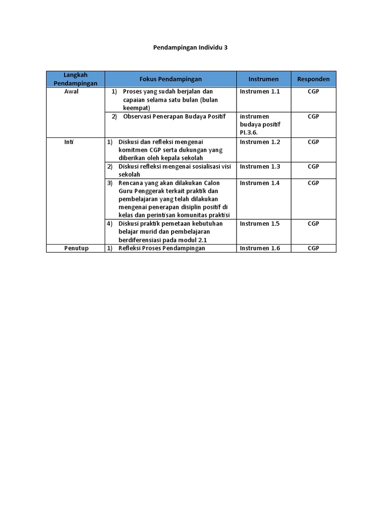 Instrumen Pendampingan Individu 3 | PDF