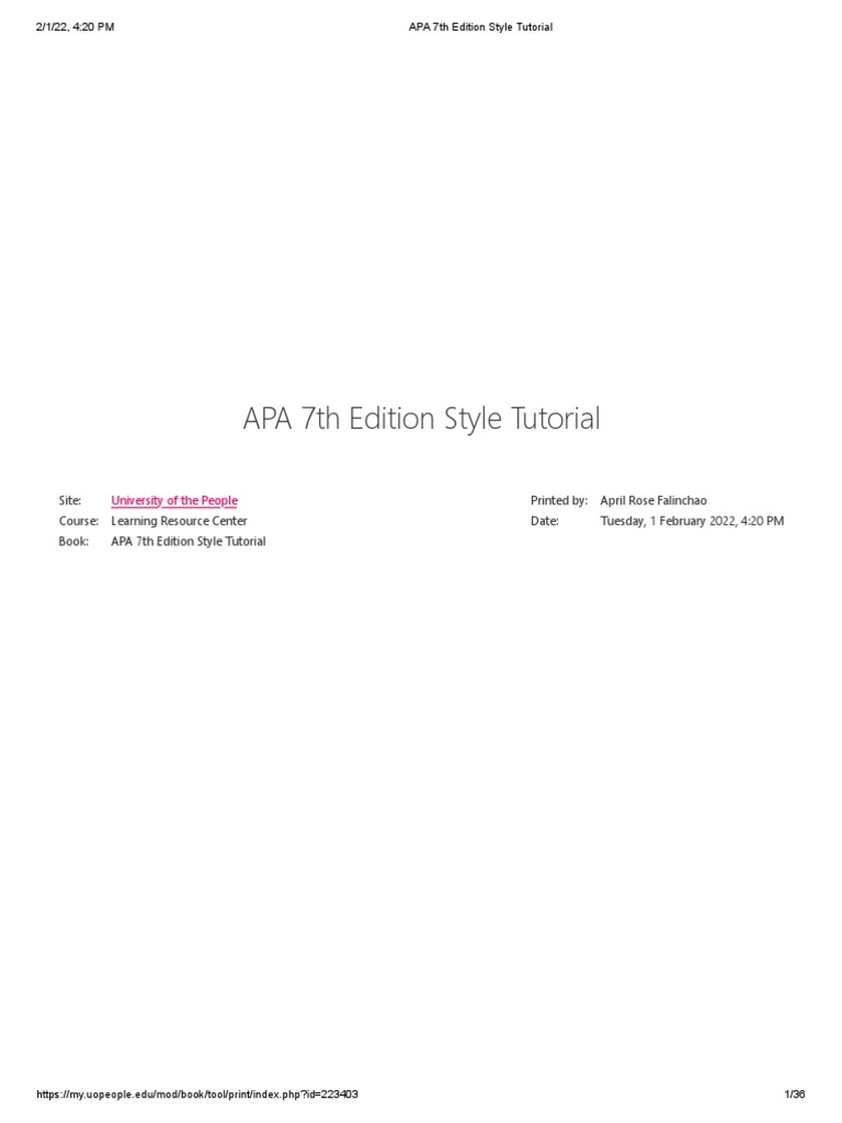 APA 7th Edition Style Tutorial | PDF | Apa Style | Written Communication