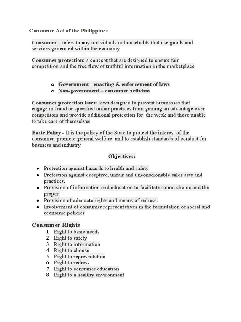 Consumer Act of The Philippines | PDF | Safety | Consumer Protection