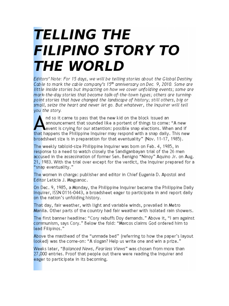Telling The Filipino Story To The World | PDF | Newspapers | Juan Ponce ...