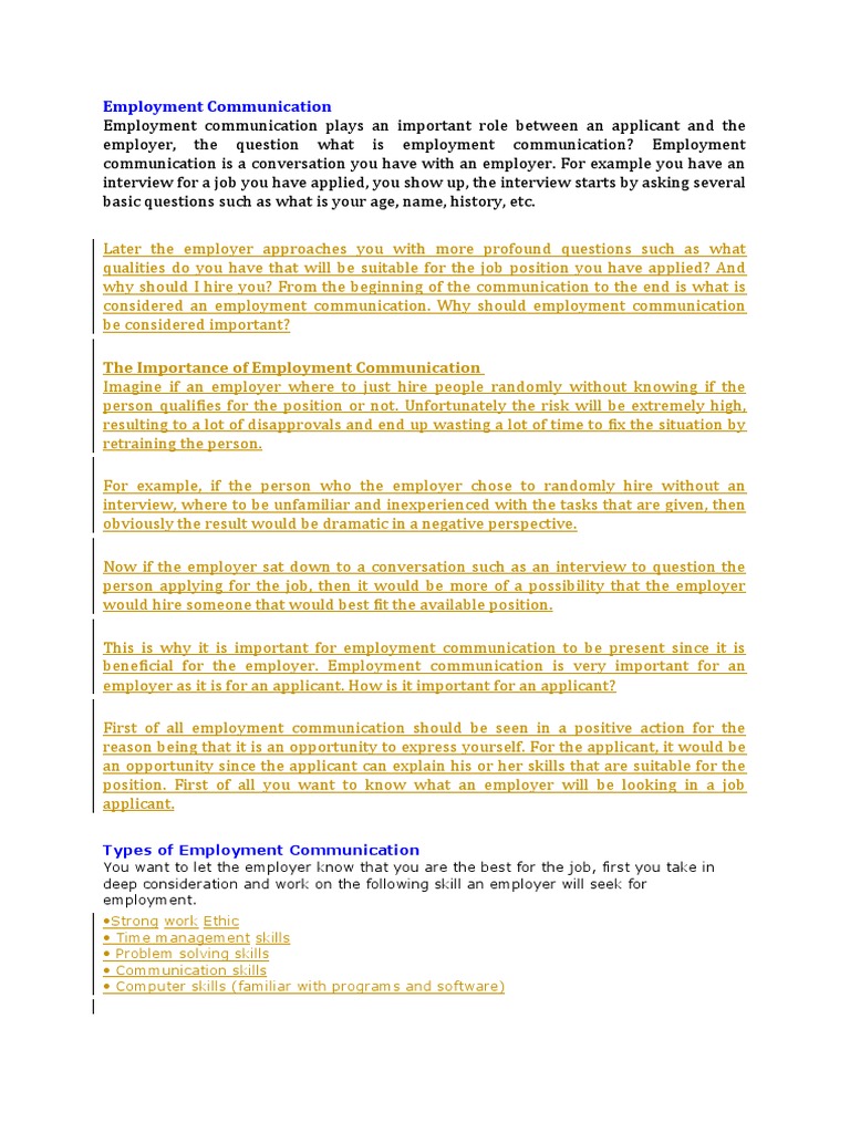 The Importance of Effective Employment Communication: A Guide to ...