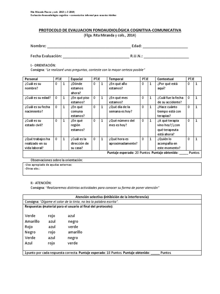 Protocolo Eval Flgca CC 2019 | PDF | Memoria | Felicidad