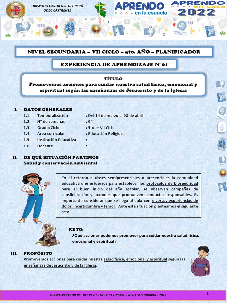EdA 1 Planificador - 5to VII Ciclo | PDF | Fe | Iglesia Católica