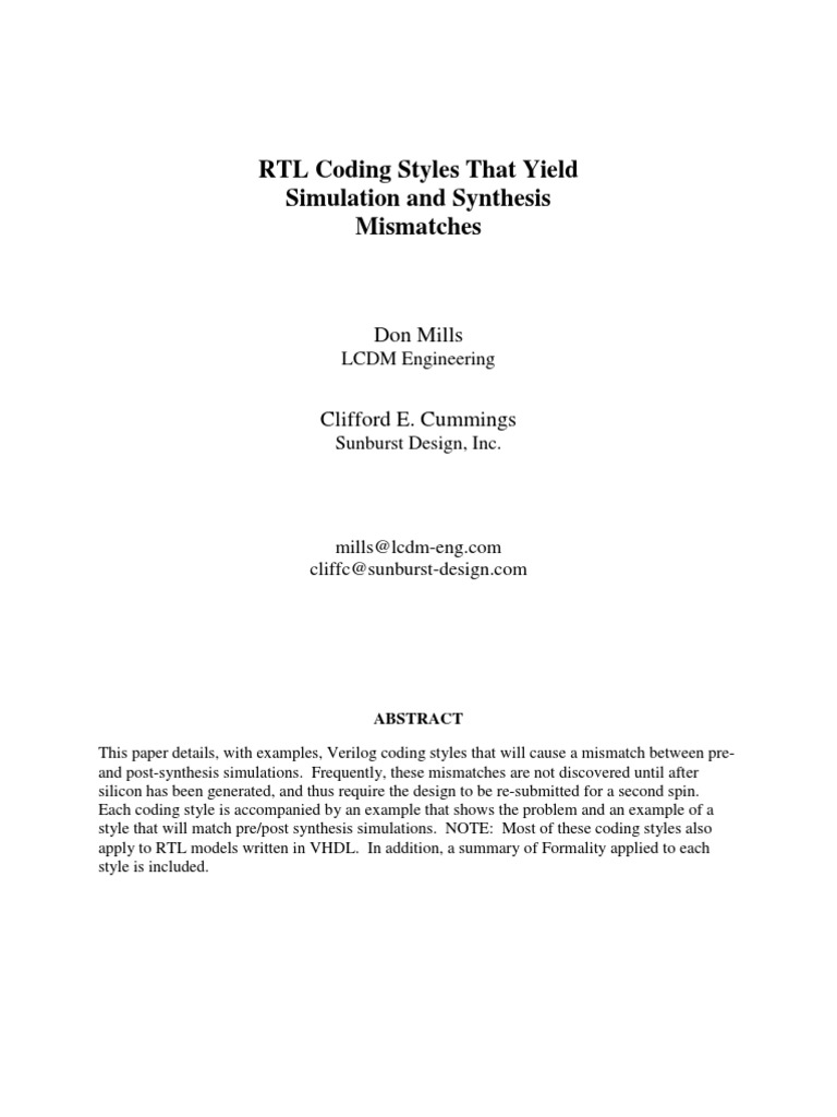 Rtl Coding Hardware Description Language Digital Electronics