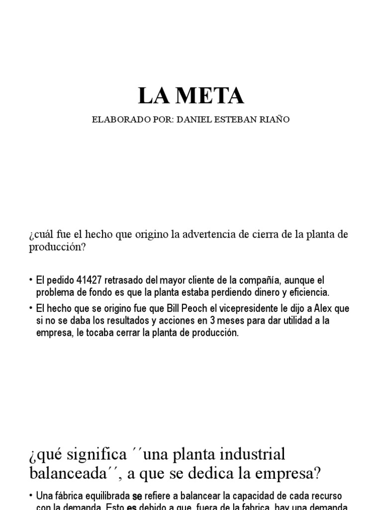 LA META Libro Eliyahu M Goldratt y Jeff Cox | PDF