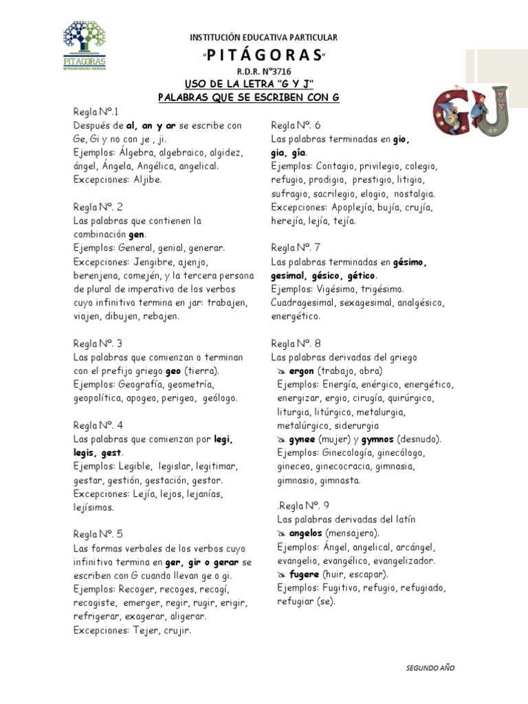 Uso de La Letra GJ | PDF | Lingüística