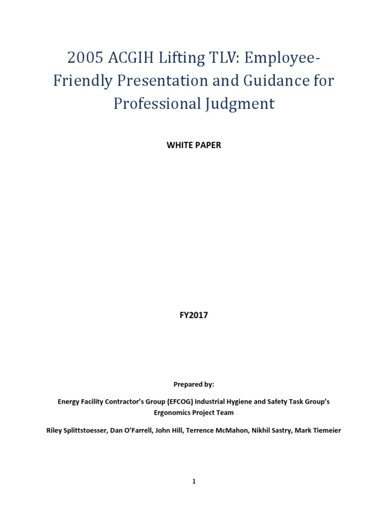 2005 ACGIH Lifting TLV - Employee Friendly Slides-Guidance | PDF ...