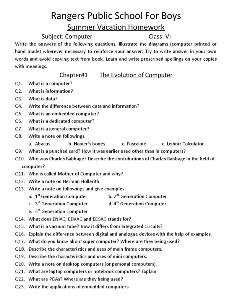 Summer Vacation HomeWork | PDF | Microsoft Word | Printer (Computing)