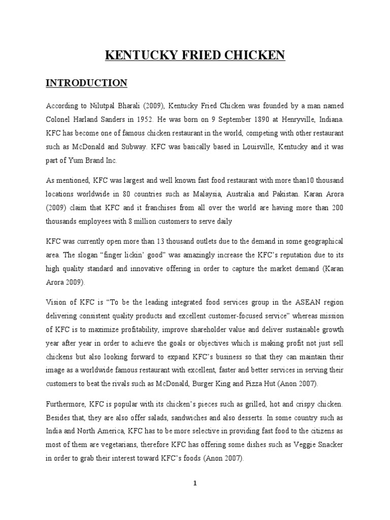 Kentucky Fried Chicken | PDF | Food Industry | Fast Food