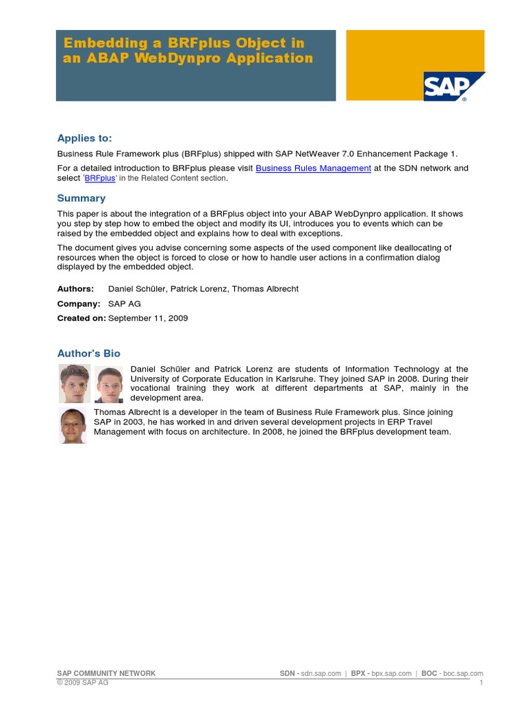 Embedding A BRFplus Object in An ABAP WebDynpro Application | PDF ...