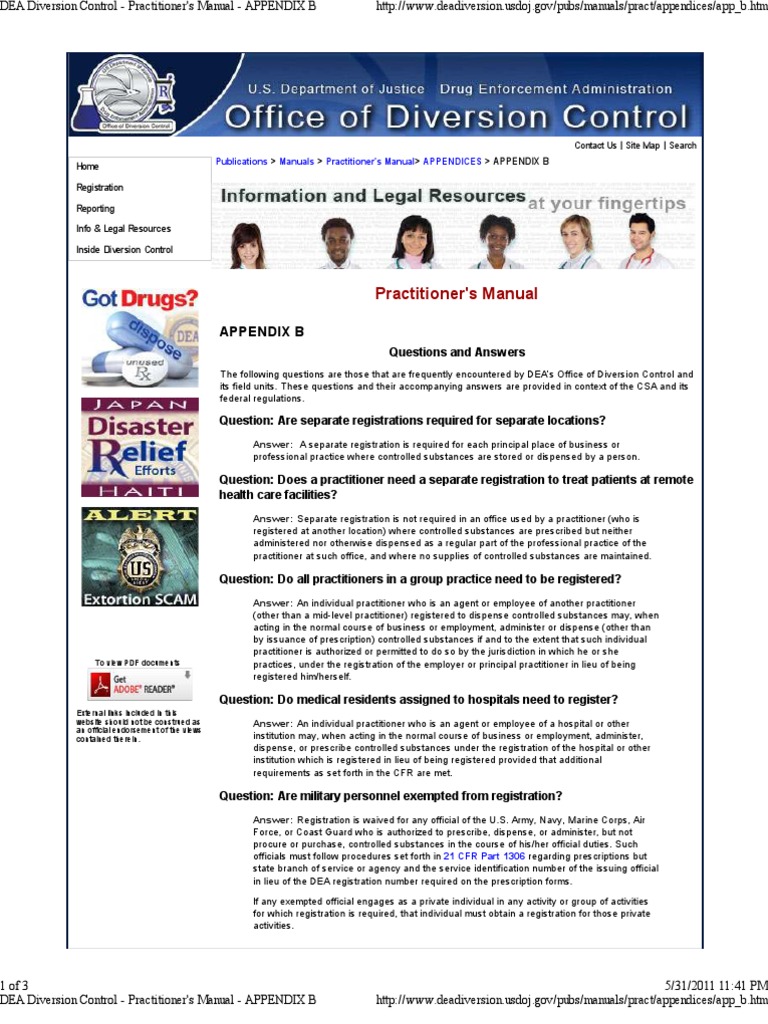 DEA Diversion Control - Practitioner's Manual - APPENDIX B | PDF ...