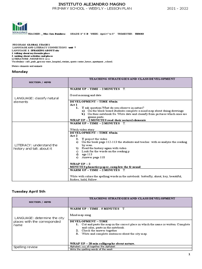 Lesson Plan - Supply April 4th-5th | PDF | Writing | Linguistics