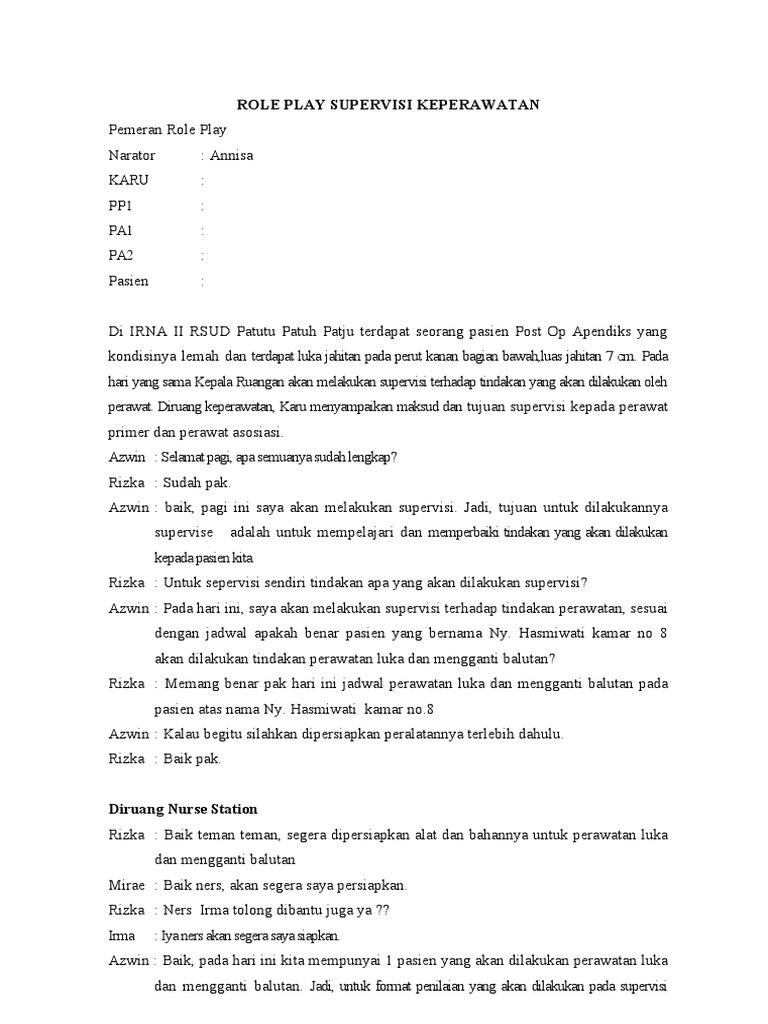 Role Play Supervisi Keperawatan | PDF