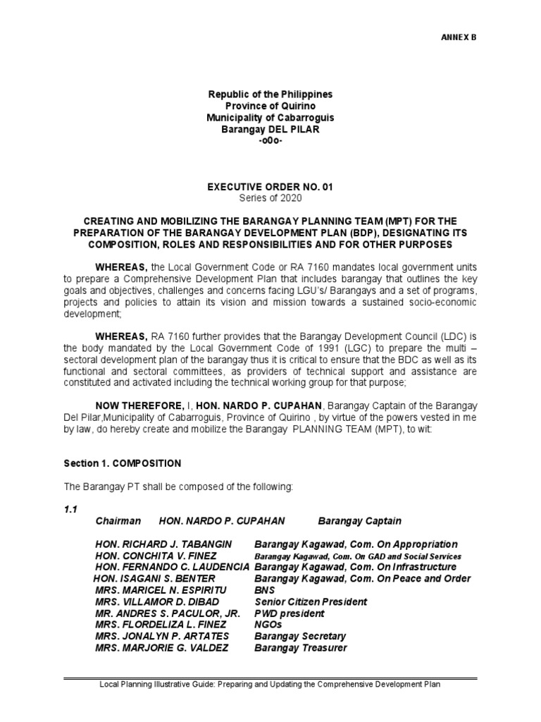 Barangay Development Plan Mobilization | PDF