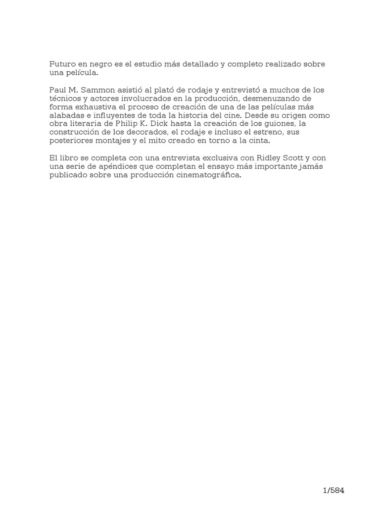 Futuro en Negro Como Se Hizo Blade Runner Paul M Sammon | PDF