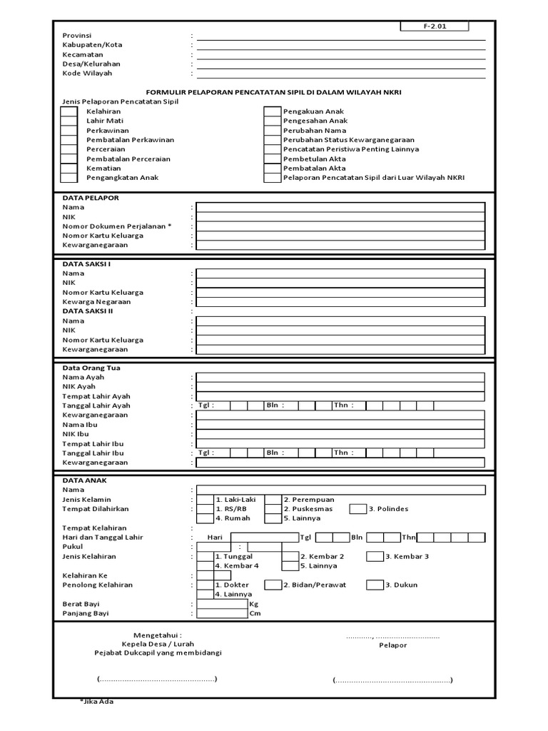 File 99 Form Kelahiran F2.01 Edit | PDF