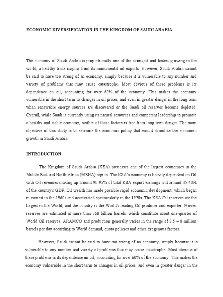 Economic Diversification Strategies for Saudi Arabia: Reducing Oil ...