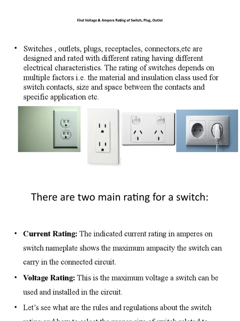 Find Voltage & Ampere Rating of Switch, Plug, Outlet | PDF | Electrical ...