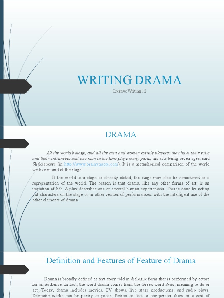 Lesson 6 - Writing Drama | PDF | Intertextuality | Play (Theatre)