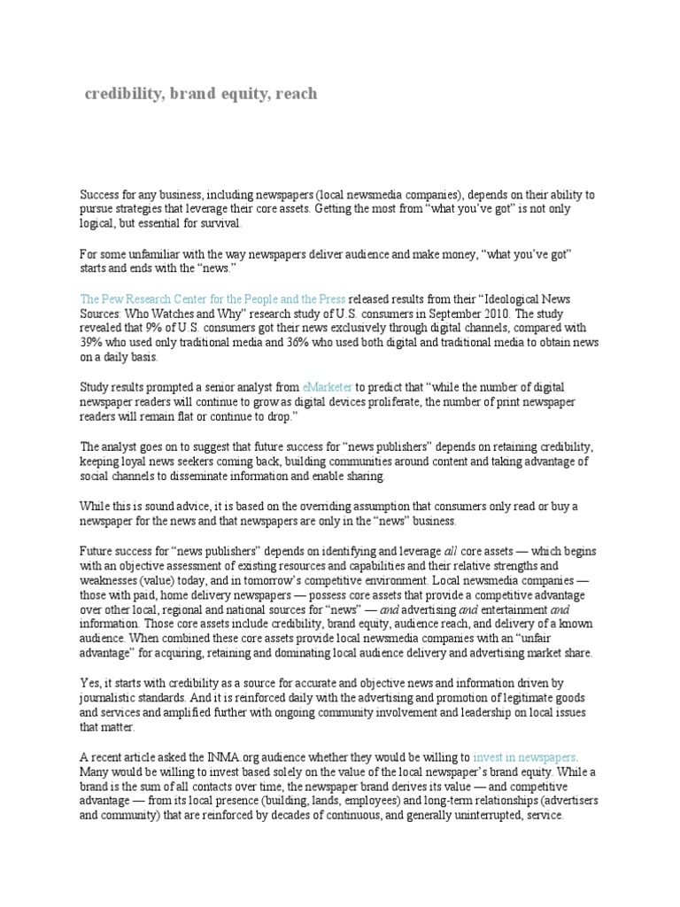 Credibility | PDF | News | Newspapers