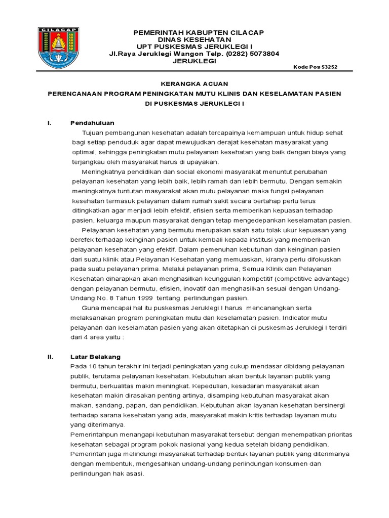 EP 2 Kerangka Acuan PMKP-Peningkatan Mutu Dan Keselamatan Pasien | PDF