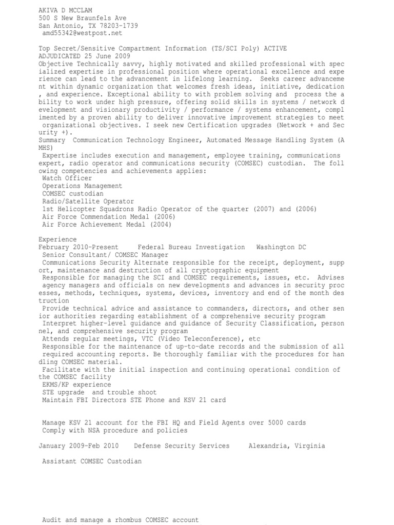 Network Engineering/COMSEC Manager | PDF | Telecommunications ...